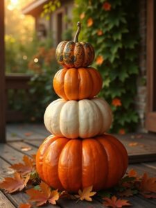 25 Eye-Catching Pumpkin Stack Displays for Your Porch
